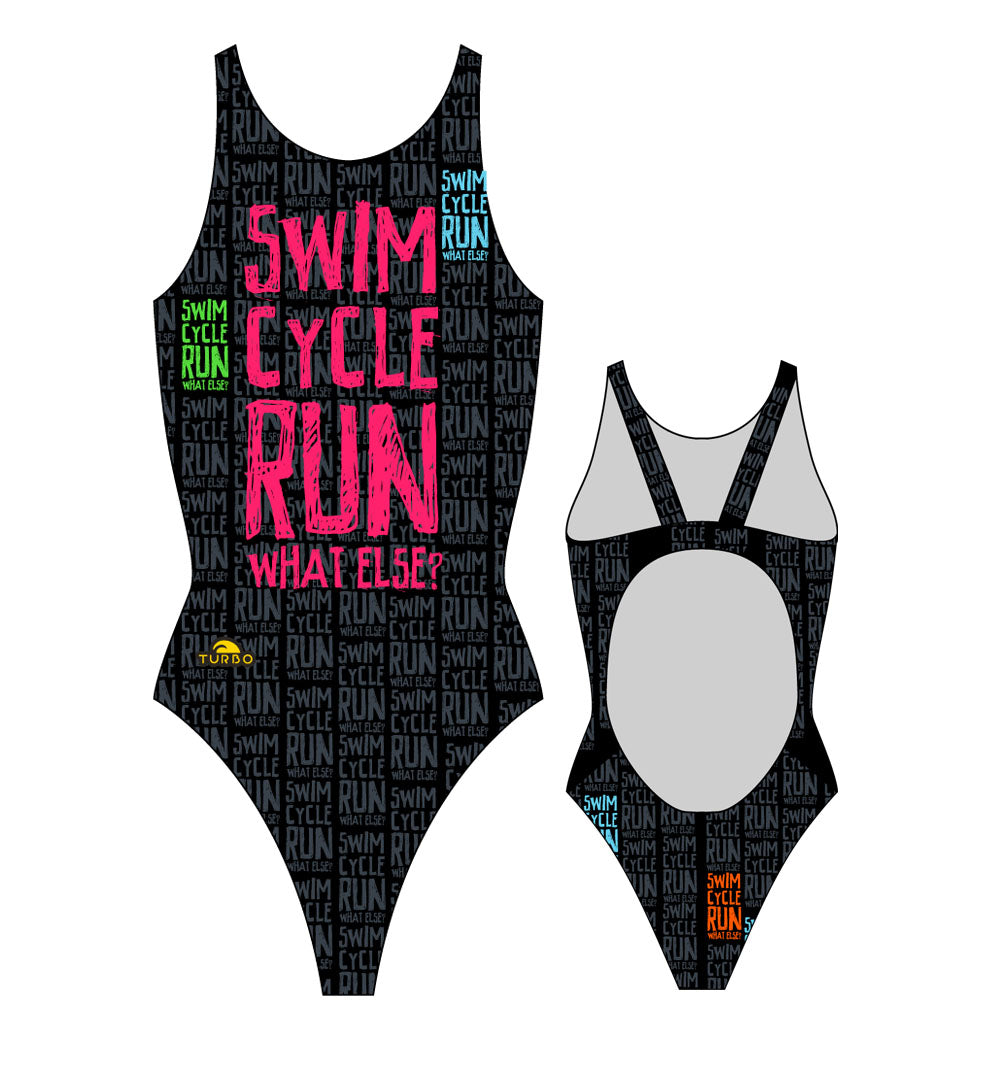 Women Swim Suit - Wide Straps - Swim Cycle Run (Black) – Turbo Swim Asia