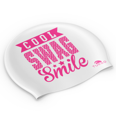 Swimming Cap - Suede Silicone Adult - Cool Swag (White) – Turbo Swim Asia