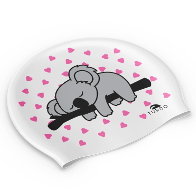 Swimming Cap - Suede Silicone Adult - Lazy Koala (White) – Turbo Swim Asia