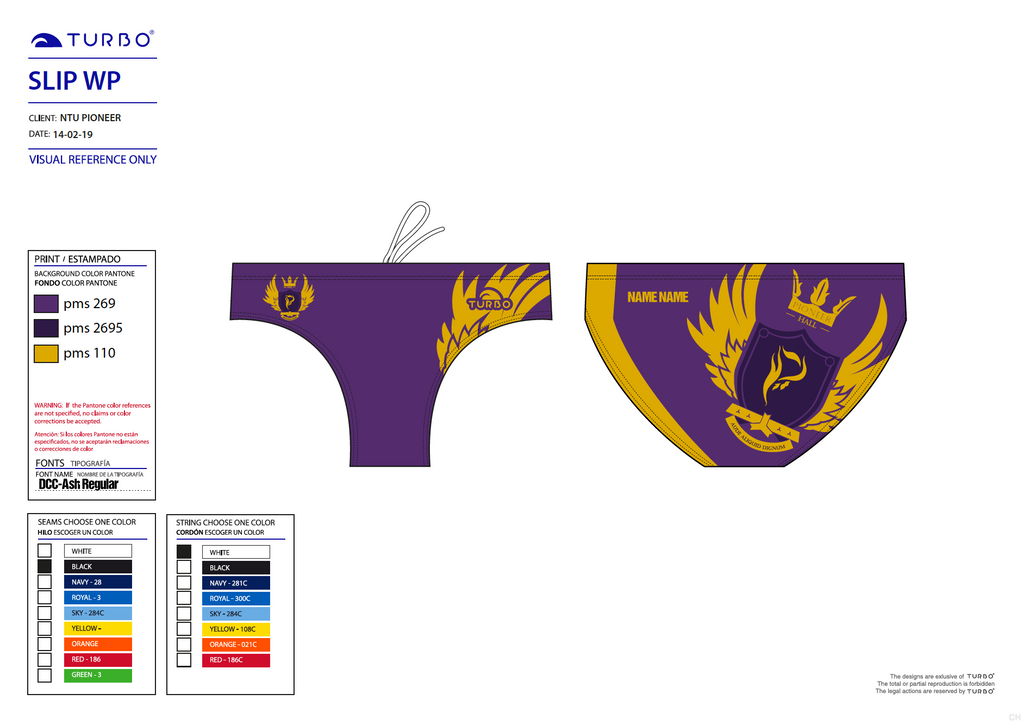 Custom Designed - NTU 2019 Pioneer Boys/Men WP Trunks with Name (Pre-O ...